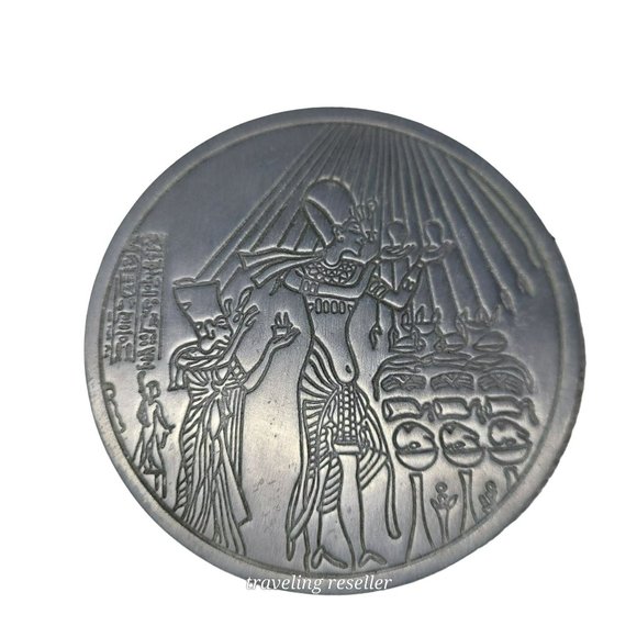 Other | Vintage Egyptian 2 34 Medallion Pharaoh Hieroglyphics Pewter ...